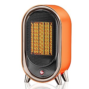 Electric Portable Space Heater - 1500W Adjustable PTC Fast Heating Ceramic Heater Features Timer and Oscillation, Mini Heater with Remote Control for Bedroom,Desk,Office and Indoor Use (Black) 1