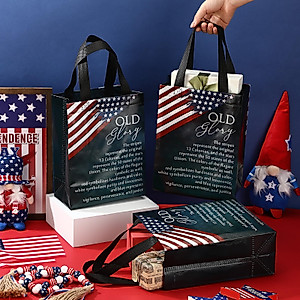 Sweetude 30 Pcs Veterans Day Souvenirs Gift Bags with Handle Medium Size Patriot Day Gift Bags American Flag Gift Patriotic Themed Bags for Veteran Party Church Decorations Favors