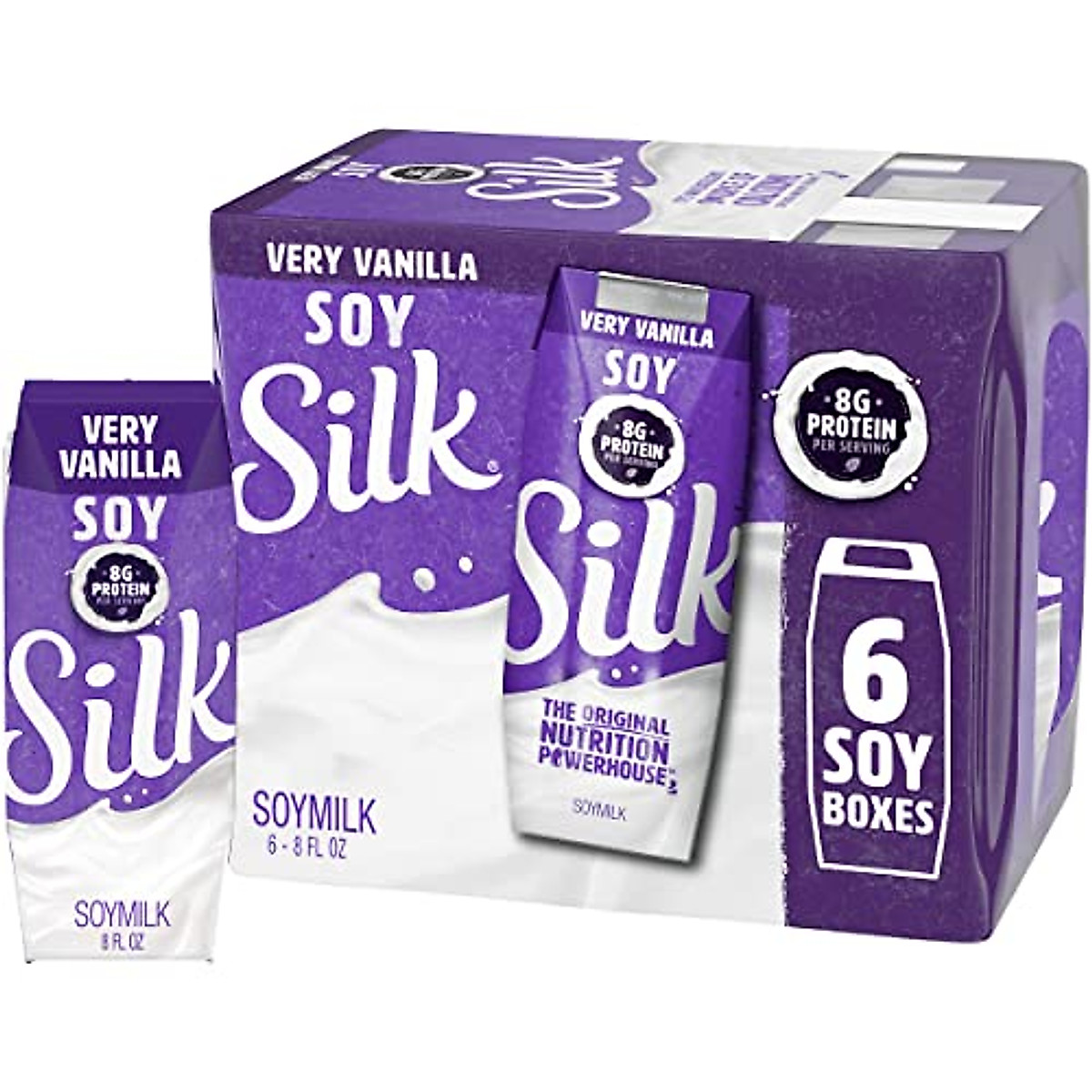 Silk Shelf-Stable Soy Milk Singles, Very Vanilla, Dairy-Free, Vegan, Non-GMO Project Verified, 8 oz., 6 Pack