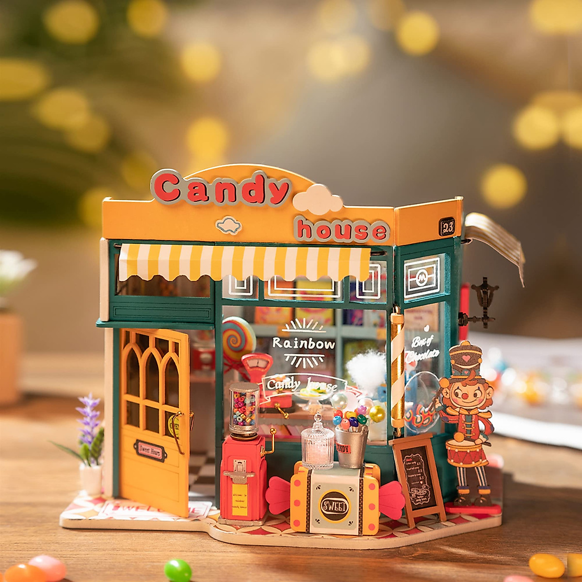 ROBOTIME DIY Miniature House Kit with Furnitures Tiny House Making Kit with LED Light 1:24 Scale Store Kit Creative Gifts Home Decor