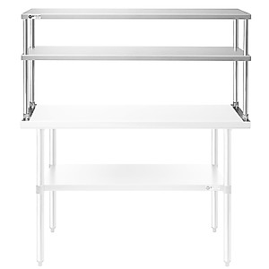 KUTLER Stainless Steel Double Overshelf 48" x 12", NSF Commercial 2-Tier Shelf for Prep and Work Tables for Restaurant, Kitchen, Workshop