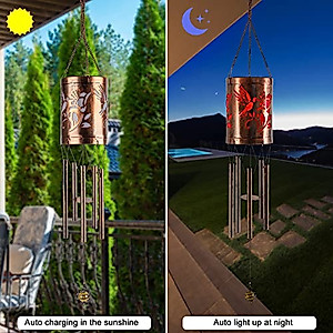 RIMICAB Hummingbird Wind Chime, Solar Wind Chimes, Outdoor LED Garden Lantern Memorial Wind Chime Hanging Home Decor for Garden Patio Yard, Gift for Women Mom Grandma, Christmas Thanksgiving