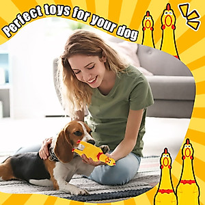 Honoson 32 Pcs 12'' Rubber Chicken Dog Toy Squeeze Screaming Chicken Toy Novelty Squeaky Squawking Loud Noise Makers for Adults Dogs Pets Reduce Separation Stress Anxiety(Yellow)
