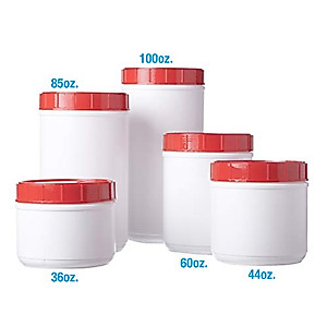 Consolidated Plastics 42597 HDPE Canister, White Canister/Red Lid, 85 oz., 12 Piece