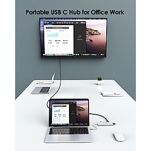 LENTION USB C Hub with 4K HDMI, 3 USB 3.0, SD/Micro SD 3.0 Card Reader, Compatible 2023-2016 MacBook Pro, New Mac Air/Surface, Chromebook, iPhone15 or More, Stable Driver Adapter (C34, Silver)