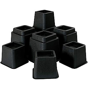 Oakias Bed Risers Black – Set of 4 – Adjustable Furniture Risers from 3, 5 up to 8 Inches – Heavy Duty (Supports up to 1300 lbs.)