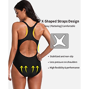 beautyin Women's Padded Sport One Piece Swimsuit Athletic Racerback Swimwear M