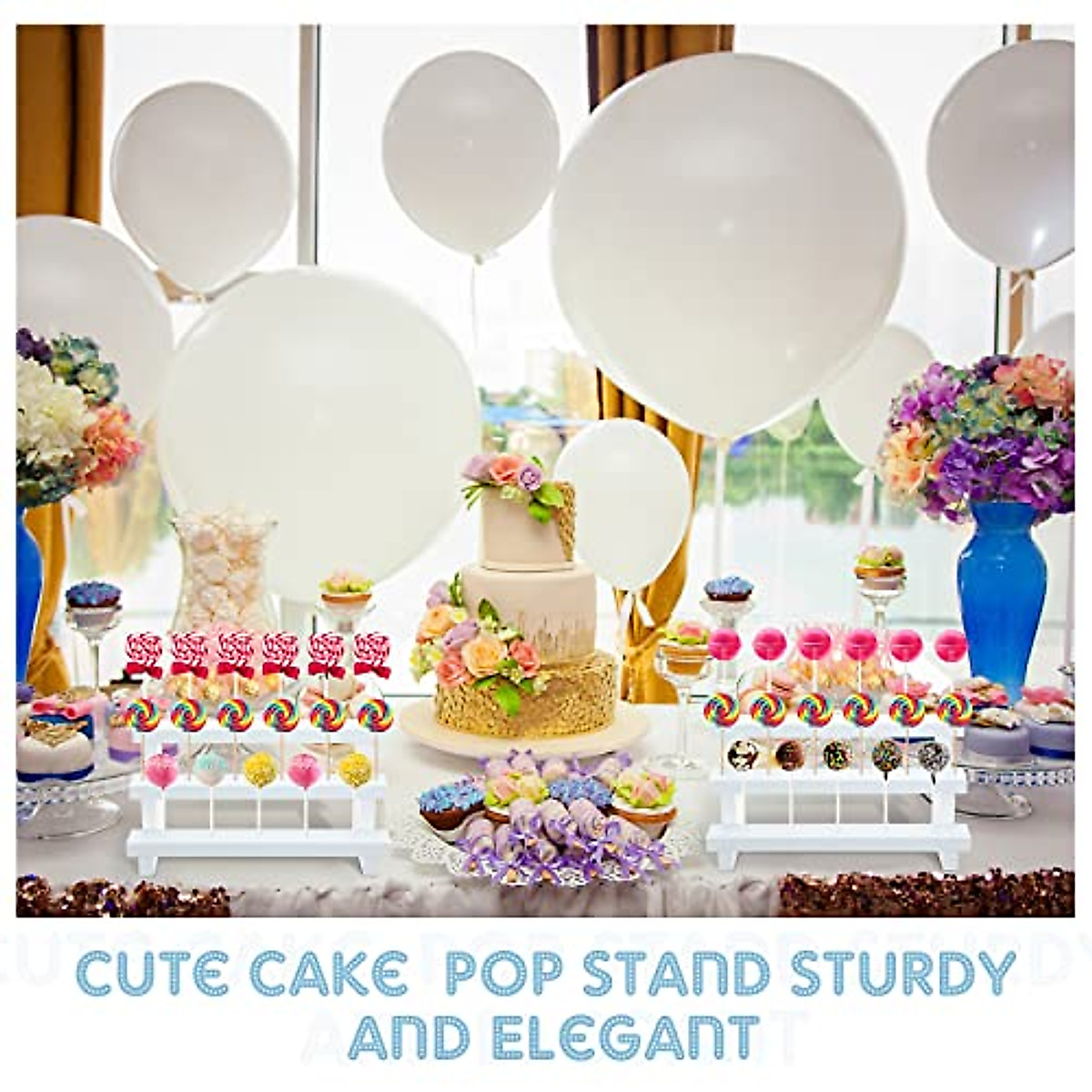 Cake Pop Stand Display Riser 2 Pcs 3 Tier Wood Lollipop Holder 17 Hole Cake Pop Stand Cake Pop Holder White Lollipop Stand for Dessert Table of Wedding Birthday, Fit 5/32 Inch 4 mm Lollipop Sticks