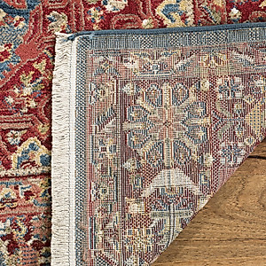 SAFAVIEH Kashan Collection Area Rug - 8' x 10', Blue & Red, Traditional Oriental Design, Non-Shedding & Easy Care, Ideal for High Traffic Areas in Living Room, Bedroom (KSN305A)