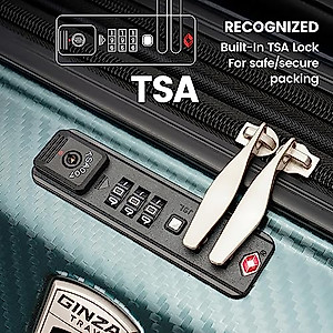 GinzaTravel Luggage Expandable 3 Piece Sets Rare Color PC+ABS Suitcase Set with Smooth wheels and TSA lock