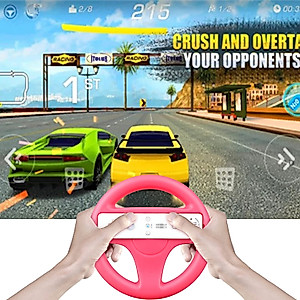 OSTENT Kart Racing Games Steering Wheel for Nintendo Wii Remote Controller Super Mario Game Color Pink