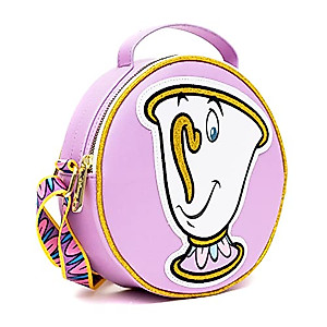 Disney Bag, Cross Body, Round, Beauty and the Beast Chip Poses, Lavender, Vegan Leather