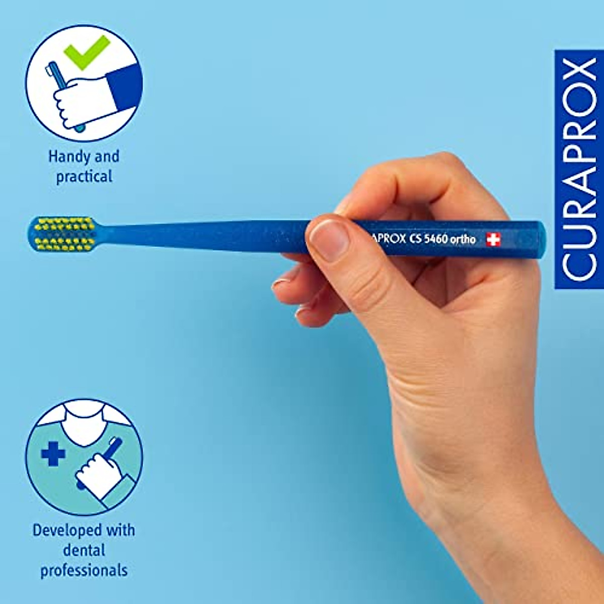 Curaprox CS 5460 Ultra-Soft Orthodontic Toothbrush for Braces with Ultra-Fine Filaments and Compact, Slightly Angled Toothbrush Head for Improved Tooth and Gum Health