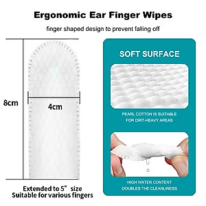 Rnlrclrl Ear Finger Wipes for Dogs & Cats,Dog Ear Cleaner Wipes Gently Remove Ear Wax, Debris, Natural Ingredients & Fresh Coconut Scent - 50 Count