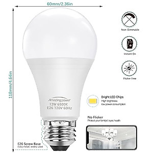 Amazing power 100W Equivalent E26 LED Bulbs, Daylight White Non-Dimmable Medium Screw Base Light Bulbs 6500K, 4-Pack