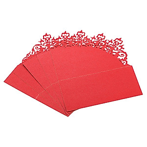 YOKIVE Place Cards for Table Setting, 50Pcs Name Cards Wedding Place Cards Table Place Cards Blank Hollow Card for Wedding Reception Dinner Party, Red