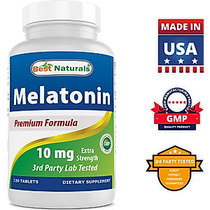 Best Naturals Melatonin 10mg (Non-GMO) Tablets - Helps Promote Relaxation & Sleep - 120 Count