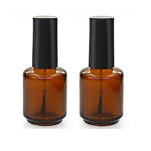 6Pcs 15ml(1/2 oz) Empty DIY Nail Polish Bottles Cylindrical Glass Bottles Vials Containers with Brush Cap for Nail Art Sample, 2pcs Mini Funnel Included, Brown