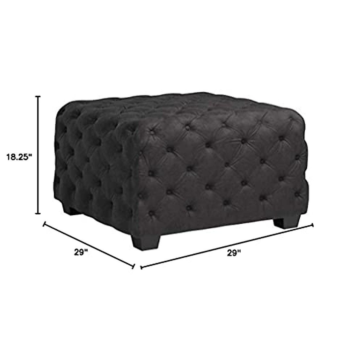 Great Deal Furniture Melvek Modern Glam Button Tufted Velvet Ottoman, Gray and Dark Brown