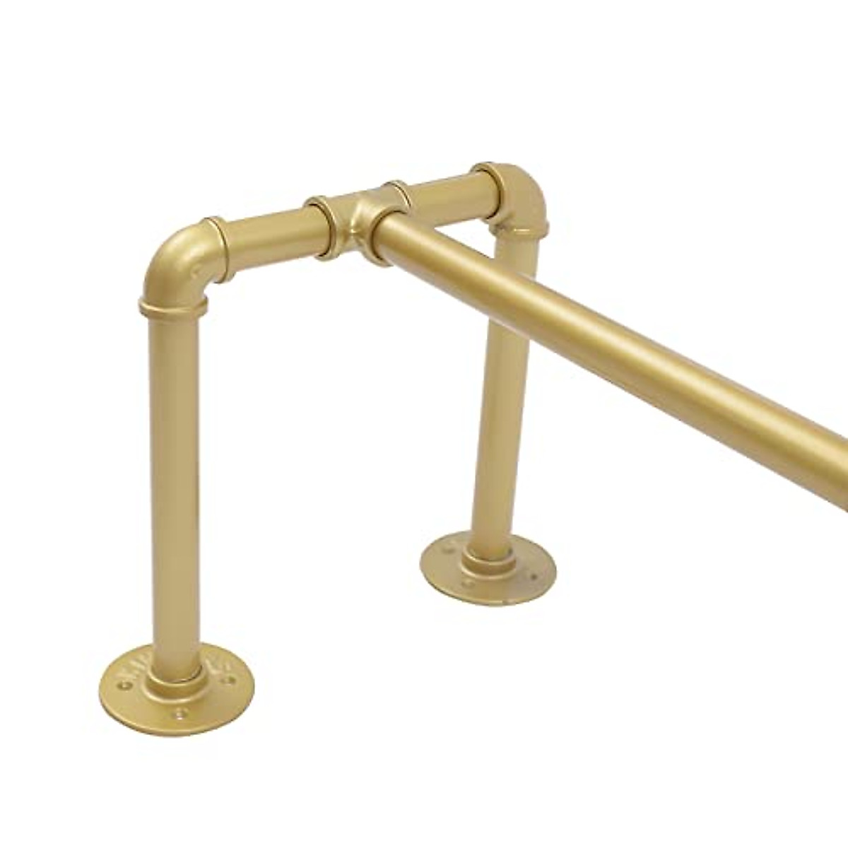 Bathrena Wall Mounted Clothes Rack Industrial Pipe Wall Mounted Garment Rack Clothes Storage Hanging Rack Heavy Duty Detachable Multi-Purpose Hanging Rod for Closet Storage (Gold-14.56*5.51in)