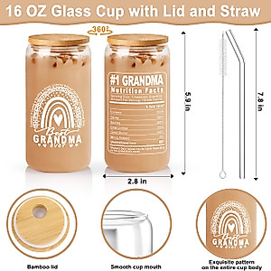 DOGMEM Grandma Gifts for Birthday, Tote Bag Grandma Gifts Set from Granddaughter Grandson Grandchildren Grandkids Best Grandma Gifts Basket Tote Bag Makeup Bag 16 Oz Can Glass Bead Bracelet