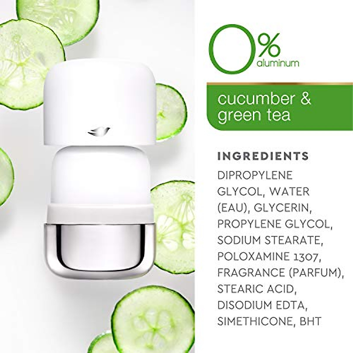 Dove Deodorant Refills Refill Kit 0% Aluminum Cucumber & Green Tea Aluminum Free Deodorant 1.13 oz