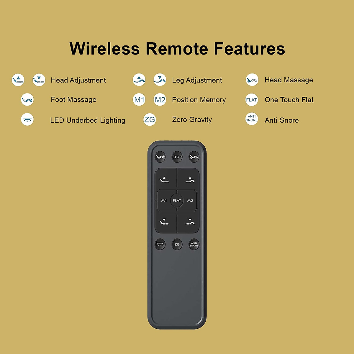 Irvine Home Collection California King Adjustable Bed Base with 10 Inch Gel Memory Foam Mattress - Dual Massage - USB Ports - Zero Gravity - Underbed Light - Wireless Remote
