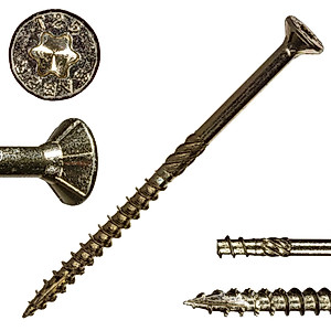 #9 x 3 Saberdrive Star Drive Multi-Purpose Construction Screws 1 LB, Approx. 73 Pieces, Durable Wood Screws, Serrated Thread for Secure Fastening, Avoid Cam Out