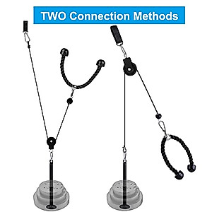 LFJ LAT Pull Down and Lift Weight Pulley System Cable Machine Pulley Attachment for Triceps Pull Down, Biceps Curl, Back, Forearm, Shoulder Home Gym Equipment (Set with Tricep Rope)