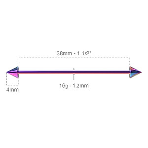 4pc Industrial Barbells 16g 38mm 1 1/2 Surgical Steel Straight Ear Bar Piercing Jewelry Spikes Pack