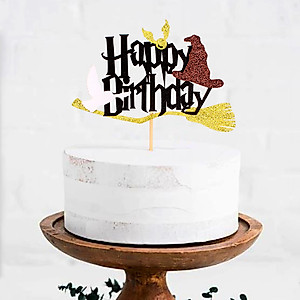 ZpiLkes Magical Wizard Inspired Cake Topper Magic Wizard Inspired Happy Birthday Party Cake Decoration Supplies for Birthday Party Decor Boy Girl Gifts