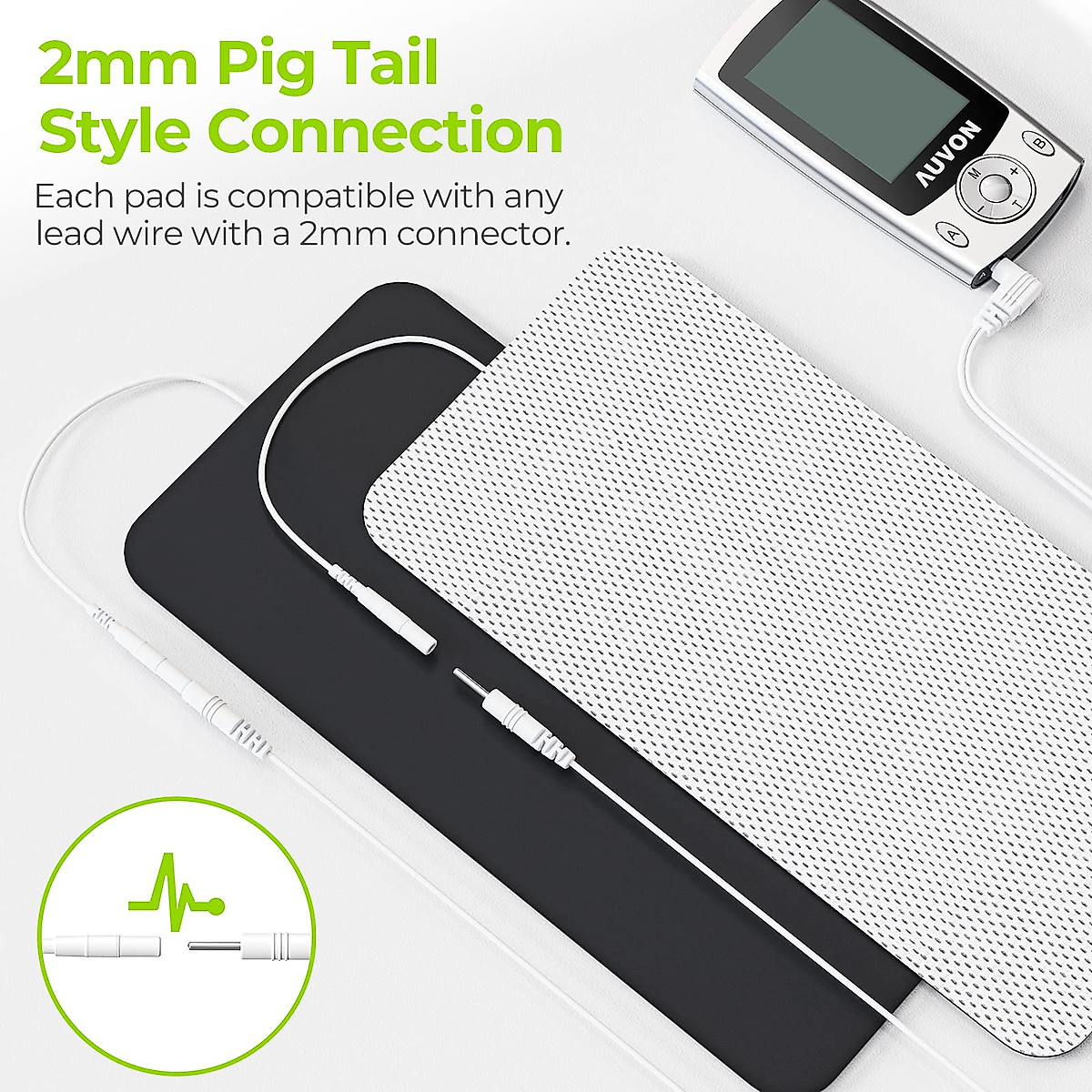AUVON Extra Large Tens Unit Replacement Pads 4'' x 8" (2 Pcs), Premium Reusable Electrodes Latex-Free Tens Patches with Self-Stick Performance for Waist and Lower Back Pain Relief (Non-Irritating)