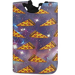 visesunny Large Capacity Laundry Hamper Basket Pizza Space Galaxy Water-Resistant Oxford Cloth Storage Baskets for Bedroom, Bathroom, Dorm, Kids Room