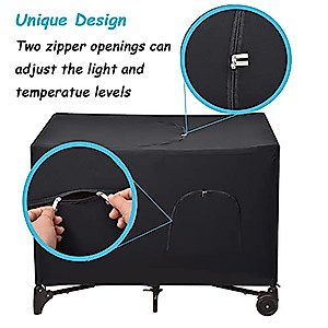 Crib Tent Cover Stretchy Blackout Tent for Pack N Play, Breathable Baby Netting Cover/Tent for Portable Playard to Sleeping or Play (Black)