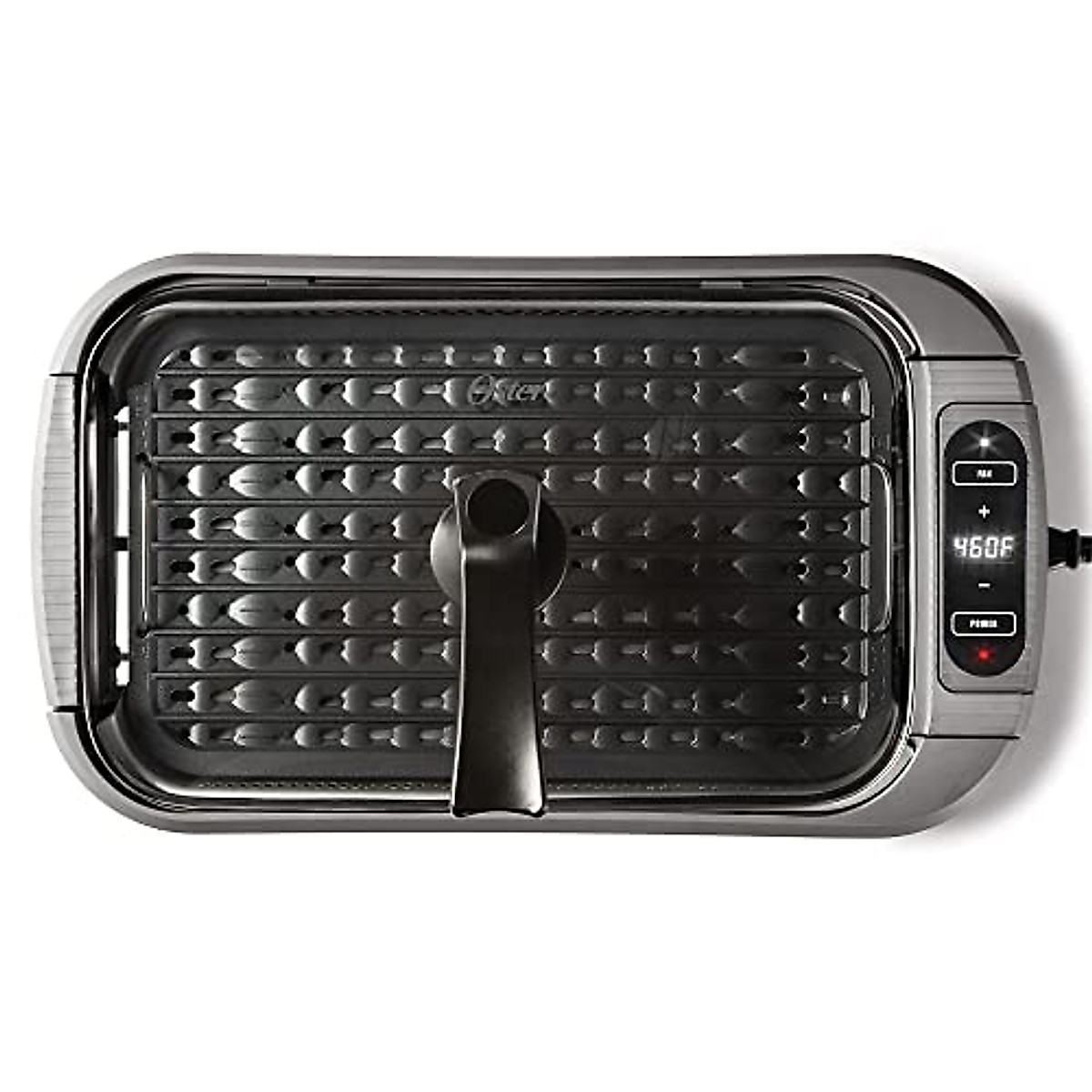 Oster DiamondForce Electric Indoor Nonstick Smokeless Countertop Grill Small Appliance with Removable Grill Plate and Lid