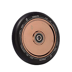 Graviti Pro Scooter Wheel 1 Pair 110mm Hollow Wheels with Abec 9 Bearings for MGP/Razor/Lucky/Envy/Vokul Scooter (2pcs) (Black PU Chrome Brown Core)
