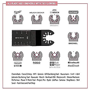 Diagtree 100 pcs Wood Oscillating Multitool Saw Blade Set Fits Fein Multimaster Porter Cable Black & Decker Bosch Dremel Craftsman Ridgid Ryobi Makita Milwaukee Dewalt Rockwell