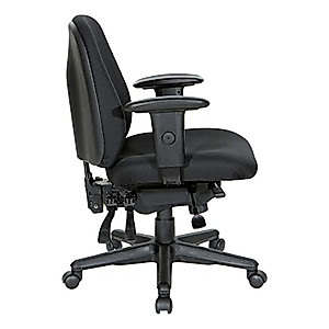 Office Star Ergonomic Mid Back Office Desk Chair with Adjustable Height, Tilt, and Padded Arm Rests, Icon Black Fabric