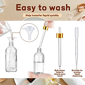Tessco 20 Pack Dropper Bottles 3.4 oz Empty Glass Bottles with Dropper Top Cap, 4 Plastic Eye Droppers Measured Pipettes, 4 Funnels, 2 Sheets Label Stickers for Oils Perfume(Amber)