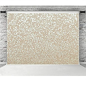 White Gold Abstract Photography Backdrop Golden Spots Shinning（Not Glitter Background Weeding Baby Shower Newborn Baby Portrait Photo Studio Props White Gold Christmas Abstract Bokeh Background 7x5ft