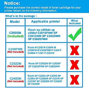 LCL Remanufactured Toner Cartridge Replacement for Ricoh 407540 sp c250dn sp c250sf C261SFNW SP C261DNW SP C260DNW SP C260SFNW (1-Pack Cyan )