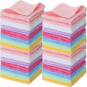 Newwiee 40 Pcs Bamboo Wash Cloth Bulk Bamboo Bath Hand Face Washcloths Soft Quick Drying Towel for Baby Kids Women Bathroom Washing Body Multipurpose Fingertip Rags (Multicolor,10 x 10 Inch)