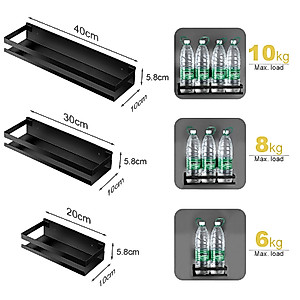 YANYYGu Wall Mounted Rectangular Storage Shelf for Bathrooms, Waterproof and Rustproof Bathroom Shower Caddy, Kitchen Spice Rack, Nail-Free Installation（8 Inch Black）