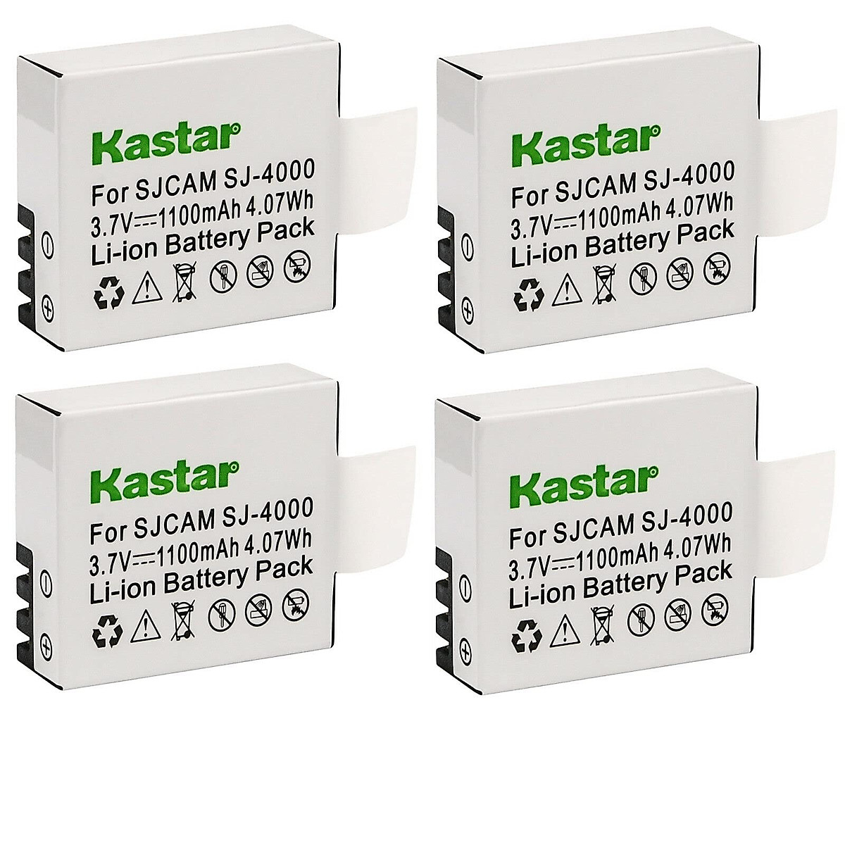 Kastar 4-Pack Battery Replacement for SJCAM M10, SJCAM Qumox BoomYours, SJCAM Qumox DX 288812, SJCAM Qumox DX 288813, SJCAM Qumox SupTig3, SJCAM SJ4000, SJCAM SJ5000, SJ5000 Plus, SJ500X Elite