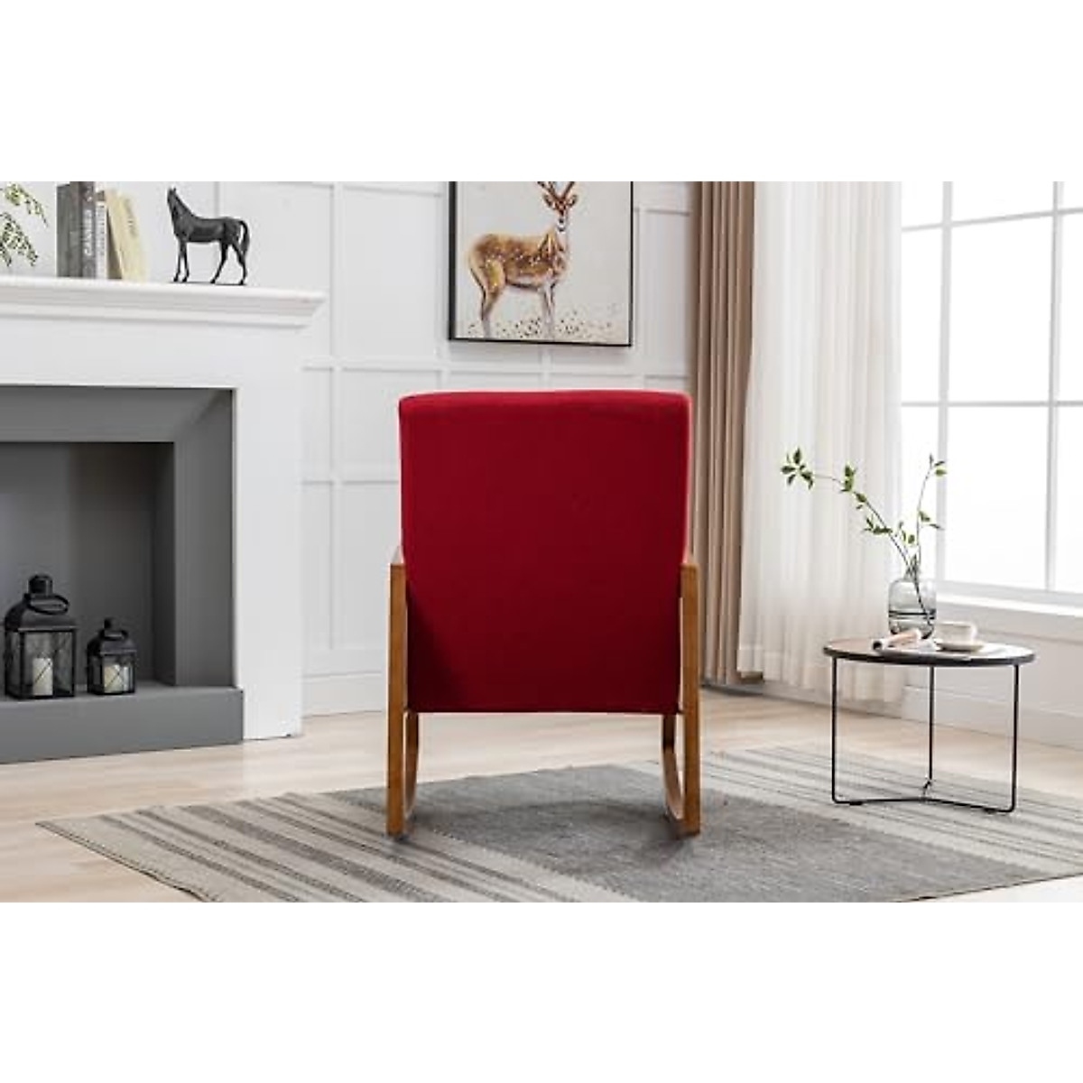 Accent Chair Red, Linen Chair Armchair Comfy Modern Home Furniture for Living Room 25.59" Lx33.86 Wx37.80 H