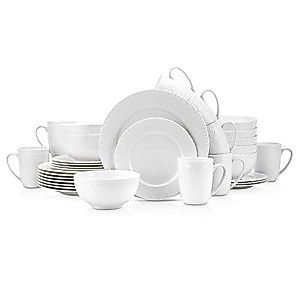 Stone Lain Alexandria 32-Piece Dinnerware Set Bone China, White