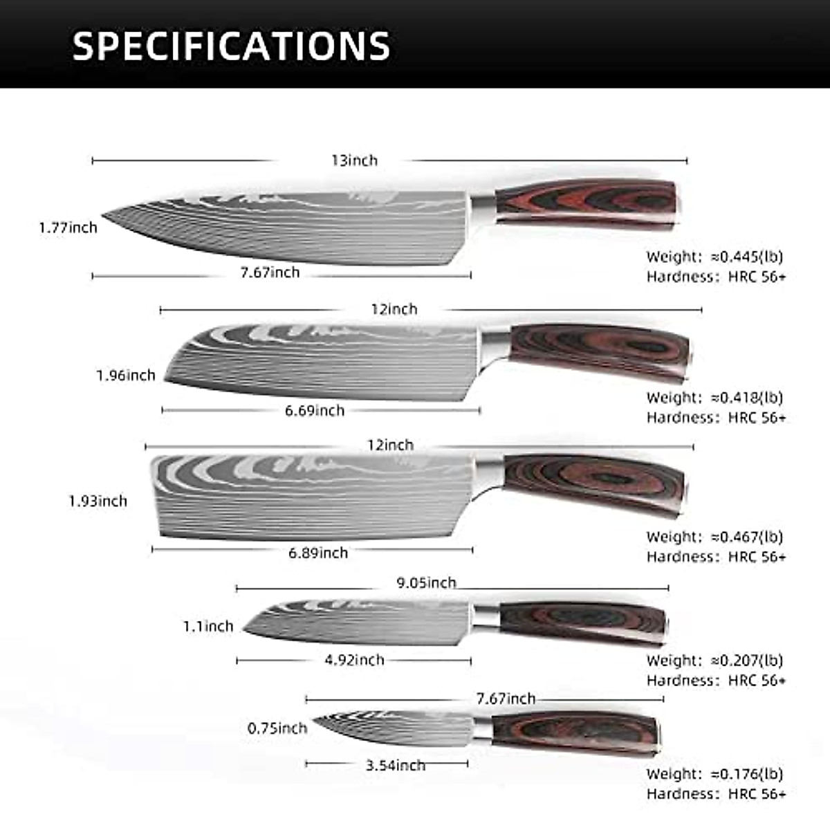 Hong Won Knife Set,3.5-8 Inch Set Boxed Knives,Premium German Stainless Steel Kitchen Knife,5 Pieces Knife Set-厨房刀套装