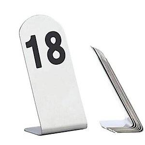 Topjia Stainless Steel Standing Tent Style Table Numbers Card 1-50 Double Side Numbered Table Tents,Stackable Storage Tent Table Numbers Table,for Wedding Party Banquets Restaurant Table Numbers