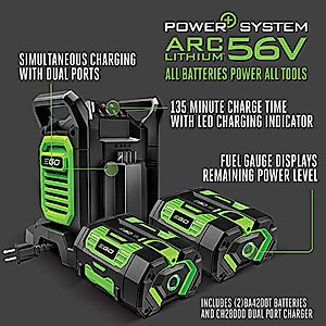 EGO Power+ SNT2405 24 in. Self-Propelled 2-Stage Snow Blower with Peak Power Two 7.5Ah Batteries and Dual Port Charger Included, Black