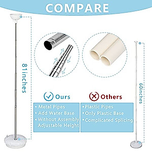 OurWarm Balloon Column Stand Kit Metal, 81 Inch Adjustable Balloon Tower Stand Kit Set of 2 with Heavy Water Bases, Balloon Arch Kit Stand with Manual Pump for Wedding Birthday Baby Shower Graduation
